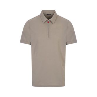 Kiton Homme, Tops, Brun, Taille: 3XL Polo de piqu&eacute; zipp&eacute;