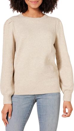 Amazon Essentials Damen Soft-Touch-Pullover mit plissierter Schulter und Rundhalsausschnitt, Beige, XXL