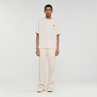 Sandro T-shirt &agrave; logo en cuir
