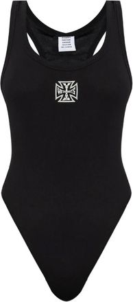 VETEMENTS logo-embroidered bodysuit - Schwarz