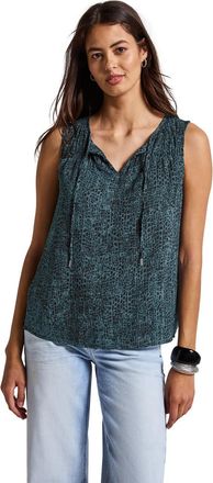 Street One Damen 3411806 Chiffon Blusentop mit Print, Deepwater Blue, 46