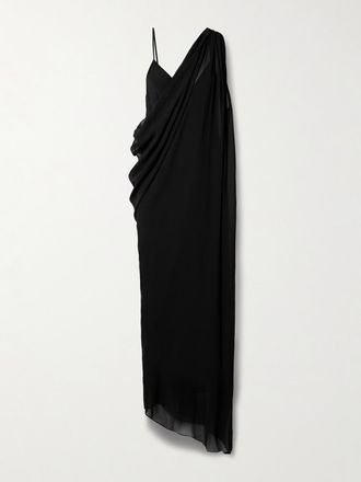Khaite Taj Asymmetrisches, Mehrlagiges Maxikleid Aus Seidenchiffon - Schwarz