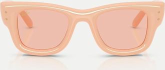 Ray-Ban Wayfarer - Gew&ouml;lbte, eckige Sonnenbrille in Solid Nude mit rosa Gl&auml;sern-Neutral