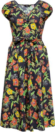 Queen Kerosin Damen Swing Kleid Hibiskus Black mehrfarbig