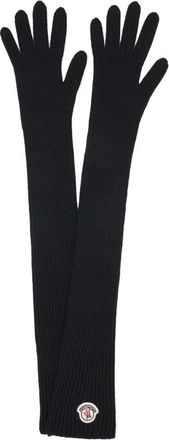 Moncler Femme, Accessoires, Noir, Taille: ONE Size Logo Patch Virgin Wool Long Gloves