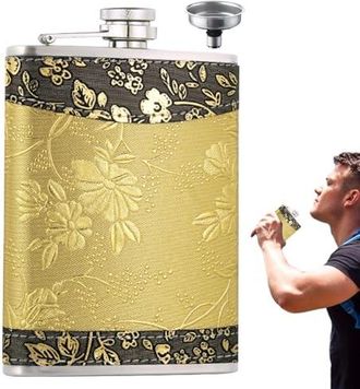 Generico Hip Flask pour liqueur, flacon dalcool | 8 oz dalcool Hip Flask avec entonnoir | Flacon dalcool portable r&eacute;sistant aux fuites pour vin et spiritueux