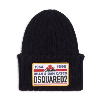 Dsquared2 Homme, Accessoires, Noir, Taille: ONE Size Pull Noir avec Logo et Motif Côtelé