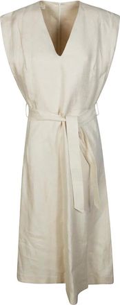 Incotex Femme, Robes, Blanc, Taille: 40 FR Abito Lino Scollo V