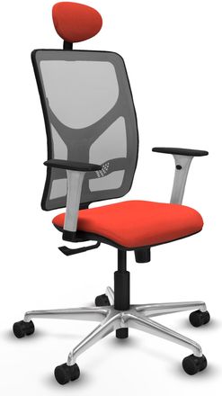 Piqueras y Crespo B&uuml;rostuhl in Orange, mit wei&szlig;en und schwarzen Armlehnen, h&ouml;henverstellbare Lendenwirbelst&uuml;tze und festes Kopfteil, ausgestattet mit 3 Positionen, Grau