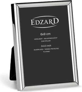 Edzard Bilderrahmen Genua für Foto 6 x 9 cm, edel versilbert, anlaufgeschützt, mit Samtrücken, Fotorahmen zum Stellen