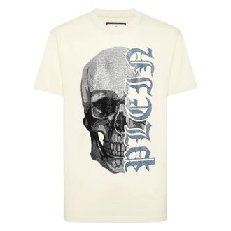 Philipp Plein T-Shirt Col Rond Gothic Plein Stones - Homme - Tops - Beige - Taille: XL