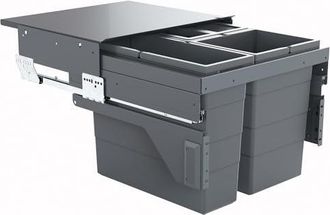 Hailo Poubelle de cuisine tri sélectif 3 bacs encastrable 43L (17+13+13) Hailo Cargo