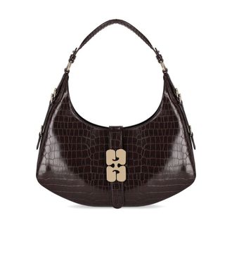 Ganni SAC HOBO KAT SMALL CROCO CHOCOLATE FONDANT GANNI