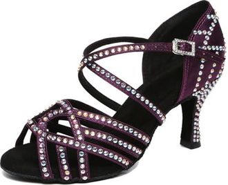 Miyoopark Chaussures de danse latine pour femme avec bride en strass - Sandales formelles de mariage, L483 Violet 7 Talon 5 cm, 37.5 EU