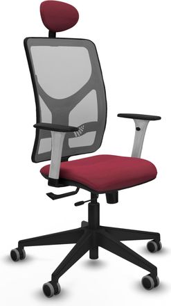 Piqueras y Crespo Einfacher Schreibtischstuhl mit wei&szlig;en und schwarzen Armlehnen, h&ouml;henverstellbarer Lendenwirbelst&uuml;tze und festem Kopfteil, ausgestattet mit Syncro/Tra