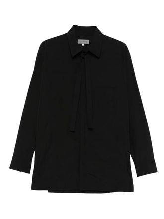 Yohji Yamamoto chemise à col noué - Noir