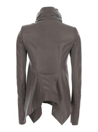 Rick Owens Womens Jacket Naska Grey Leather Lambskin Coat