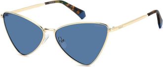 Polaroid Sunglasses Lunettes de soleil triangulaires style ann&eacute;es 90 &agrave; verres polaris&eacute;s bleus - Dor&eacute;