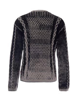 Diesel Mens Cable-Knit Jumper Mione Black Cotton Jumpers Sweater