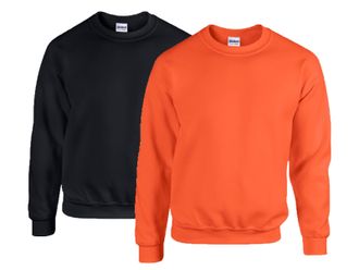 Gildan 2er Herren Sweatshirt Heavy Blend Sweat M L XL 2XL 3XL 4XL 5XL in verschiedenen Farbsets & HLKauf-Block (1x Schwarz, 1x Orange & 1x HLKauf-Block, XXL)