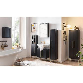 Schildmeyer home24 Highboard Sarah II 30 x 131 x 22cm Schwarz/Schwarz