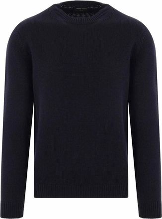 Roberto Collina Pull Col Rond - Bleu Fonc&eacute;