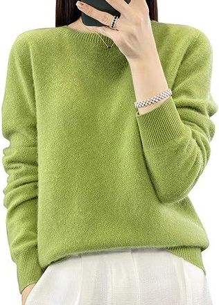 ORANDESIGNE Pull en Laine Femme Mode Chaud Col Rond Chandail Couleur Unie Manches Longues Sweater Pullover Pull Décontracté Tricoté Hauts Doux Chandail Blouse Top