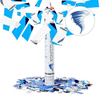 Relaxdays 10er Set Party Popper 40 cm, Blau Silber, 6-8m Effekth&ouml;he, Hochzeit, Geburtstag, Karneval, bunter Konfettiregen, blau