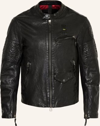 Blauer Lederjacke Elmer schwarz