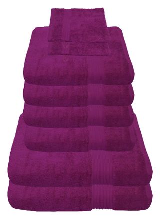 Julie Julsen 8 TLG Handtuchset 2 Badet&uuml;cher 4 Handt&uuml;cher + 2 Waschhandschuhe gratis Reine Baumwolle &uuml;ber 30 Farben Fuchsia