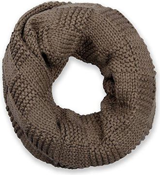 styleBREAKER écharpe loop tricotée avec motif patenté, mailles fines unies, écharpe dhiver, unisexe 01018152, couleur:Taupe