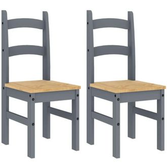 vidaXL Vidaxl - Chaises &agrave; manger lot de 2 gris 40x46x99 cm bois massif de pin