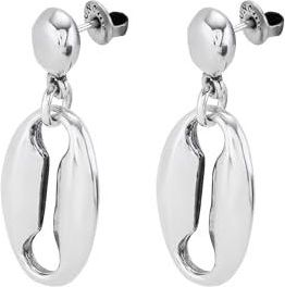 Uno De 50 Boucles doreilles &agrave; maillons moyens, collection THANKFUL, plaqu&eacute; argent sterling, taille unique, fabriqu&eacute;es en Espagne