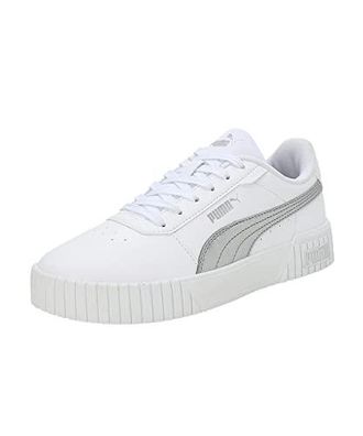 Puma Female Sneakers Carina 2.0 Space Metallics Femme, White-Matte Silver-Silver, 36 EU