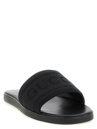 Gucci Jacquard Logo Slides - black