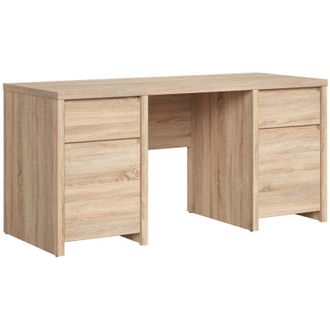 PEGANE Bureau avec 2 portes et 2 tiroirs, coloris ch&ecirc;ne Sonoma - Longueur 160 x Largeur 65 x Hauteur 77 cm