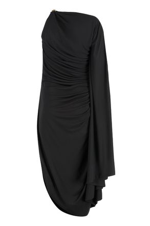Bottega Veneta Womens Draped One-Shoulder Dress Black Viscose
