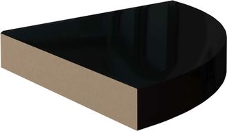 tidyard Eck Schweberegal Wandregal Eckregalen Regal Wandboard Buchregal Hängeregal DVD CD Regal für Dekos, Wohnzimmer, Schlafzimmer und Büro Hochglanz-Schwarz