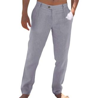 Generic Pantalon chino &agrave; coupe ajust&eacute;e et infroissable pour homme - Pantalon de plage d&eacute;contract&eacute; - Style vintage - Confortable - Avec poches - Respirant et l
