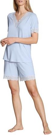CALIDA Elegant Dreams Pyjama court dames, coupe aérée, avec détails en dentelle, fluide et souple