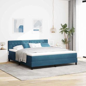 vidaXL Boxspringbett mit Matratze Dunkelblau 180 x 200 cm Stoff vidaXL
