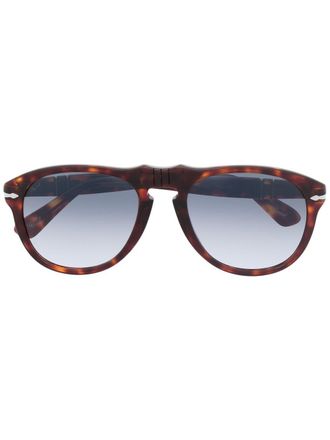 Persol lunettes de soleil pilote &agrave; effet &eacute;caille de tortue - Tons neutres