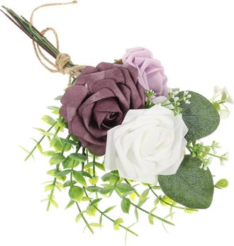 Cabilock K&uuml;nstlicher Brautstrau&szlig; aus Zarten Kunstrosen in Hellviolett Realistische Hochzeitsdekoration f&uuml;r Braut und Tisch Vielseitiger Blumenstrau&szlig; f&uuml;r Heim u