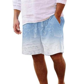 Generic Short en lin pour homme, short d&eacute;t&eacute; d&eacute;contract&eacute; &agrave; taille &eacute;lastique avec cordon de serrage pour la plage, les voyages, les vacances, le sport, le yoga,