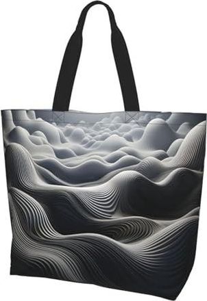 Generic Lignes Ondul&eacute;es Sac Cabas L&eacute;ger Tote Bag Grand Sac A Main Femme Pour Shopping Travail Voyage