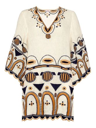 Eres robe mi-longue Medaillon à broderies - Tons neutres