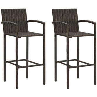 vidaXL Vidaxl - Tabourets de bar lot de 2 marron r&eacute;sine tress&eacute;e