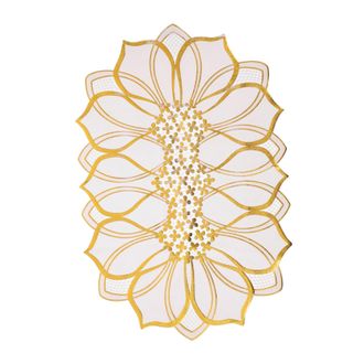 SOLUSTRE Goldfarbenes Platzset aus Robustem Material Hitzebeständig und rutschfest Dekorative Tischmatte für Esstisch und Wohnzimmer Multifunktional als Unters