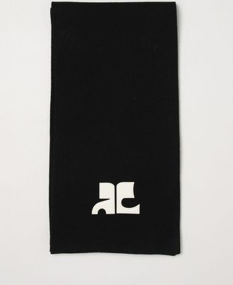 Courr&egrave;ges Rechteckiger Schal aus Merinowolle mit Monogramm und appliziertem Logo