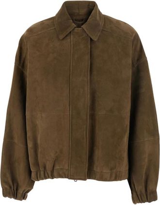 Brunello Cucinelli Femme, Vestes, Brun, Taille: 42 FR Blouson Bomber en Daim